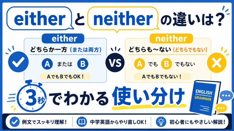 eitherとneitherの違いは？3秒でわかる使い分け